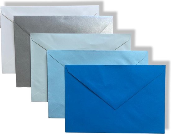 50 Cards & Crafts Luxe Gekleurde Enveloppen Blauwtinten - B6 ...