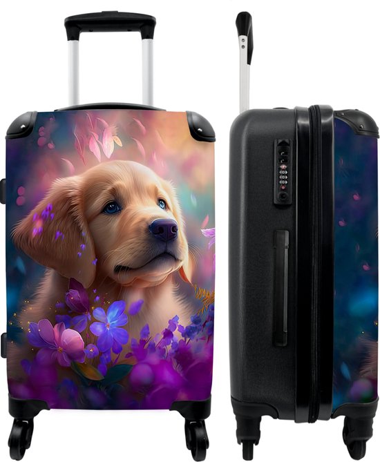 NoBoringSuitcases.com® Koffer groot - Hond - Puppy - Zon - Bloemen ...