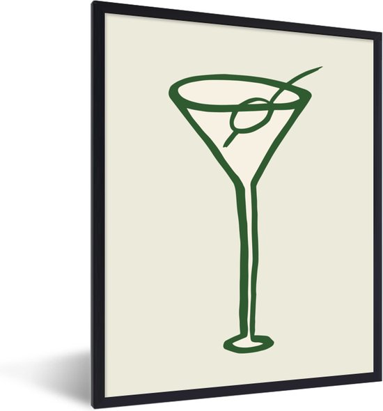 Fotolijst incl. Poster - Cocktail - Rietje - Glas - Groen - 30x40 cm ...