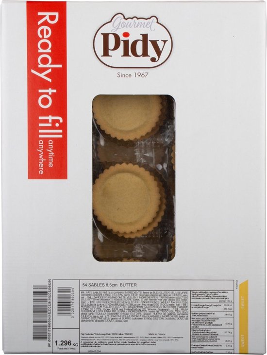 Pidy Tartelettes sables 8.5 cm - Doos 54 stuks | bol