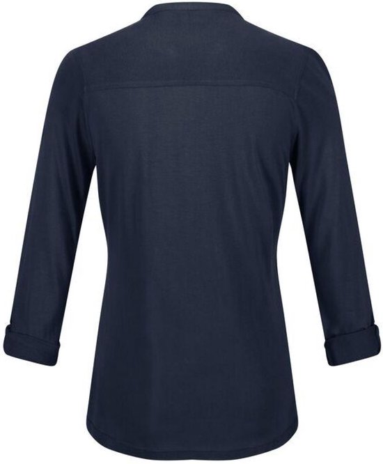 Het Regatta Fflur II T-shirt met omvouwbare mouwen - dames - V-hals - knopenlijst - Marine | bol