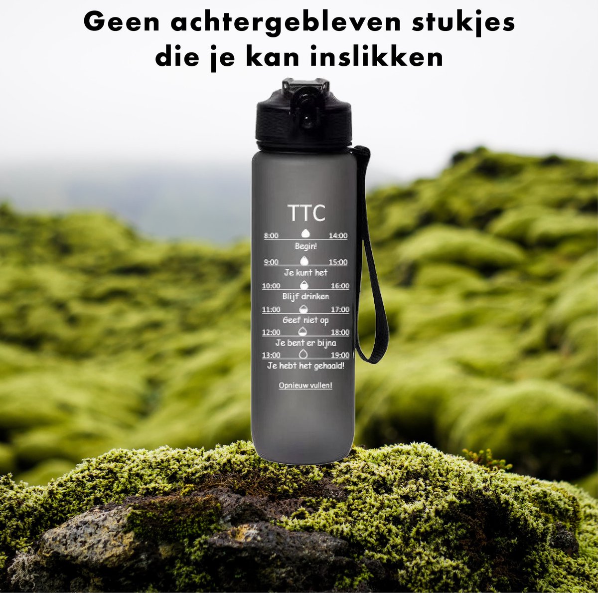 TTC - Motivatie Waterfles - Drinkfles - Waterfles met Rietje ...
