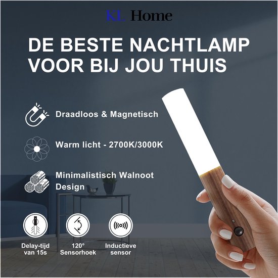 LED wandlamp met bewegingssensor – Draadloos Nachtlampje – USB ...