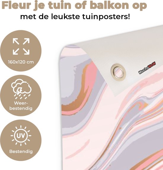 Muurdecoratie buiten Marmer - Pastel - Abstract - Patronen - 160x120 cm ...