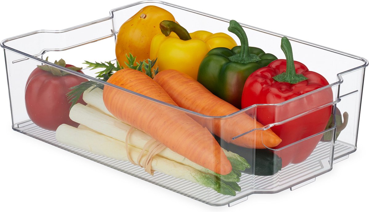Relaxdays koelkast organizer - doorzichtige koelkast opbergbak ...