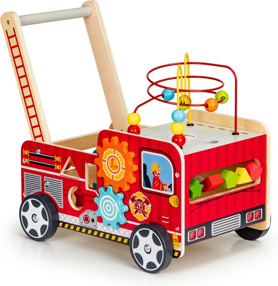 Loopwagen - brandweer - hout - 46 x 28 x 41,5 cm - rood | bol