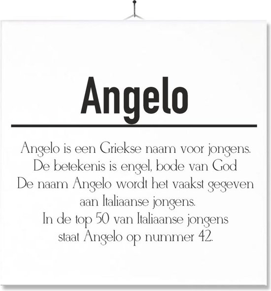 Tegel Met Opdruk | Betekenis | Kado | Cadeau | Met Naam - Angelo | bol.com