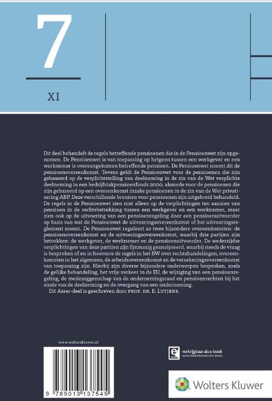Asser-serie 7-XI - Pensioen | 9789013137545 | C. Asser | Boeken | bol