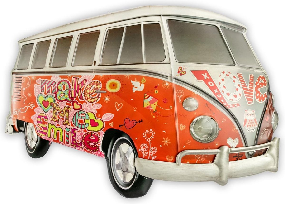 HAES deco - Retro Metalen Muurdecoratie - Vintage Hippy Bus - Western ...