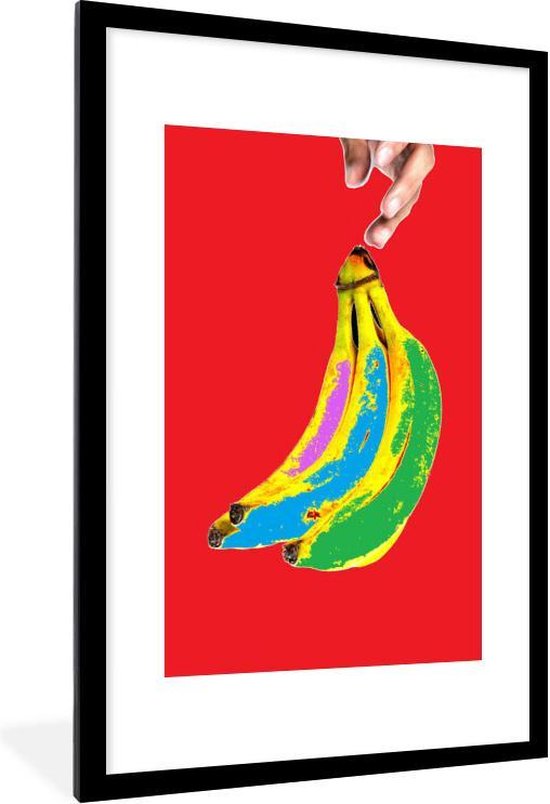 Fotolijst incl. Poster - Popart tros bananen - 80x120 cm - Posterlijst ...