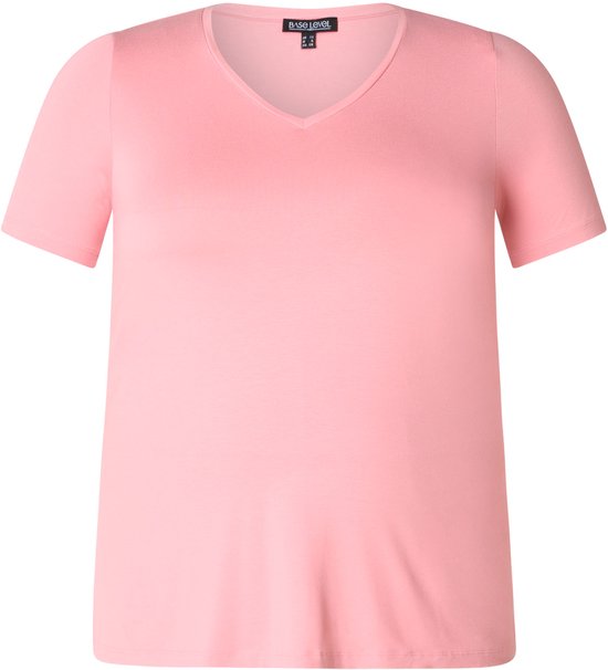 BASE LEVEL CURVY Alba T-Shirts - Soft Pink - maat 0(46) | bol
