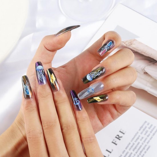 5 Pieces Nail Stickers - 5D Embossing - Ocean - Summer - Cute Nail ...