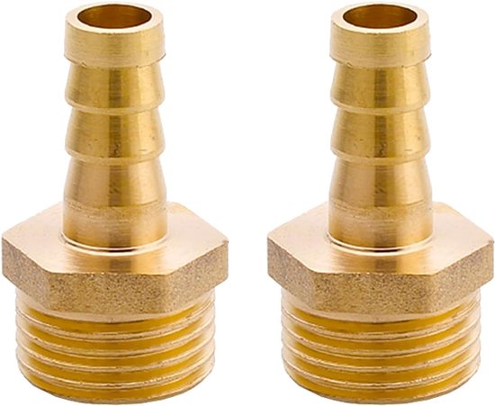 G 1/2 inch buitendraad x 10 mm messing slangkoppeling - 2 stuks | bol