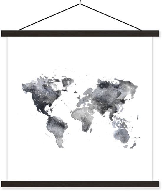 Posterhanger incl. Poster 90x90 cm - Schoolplaat - Wereldkaart ...