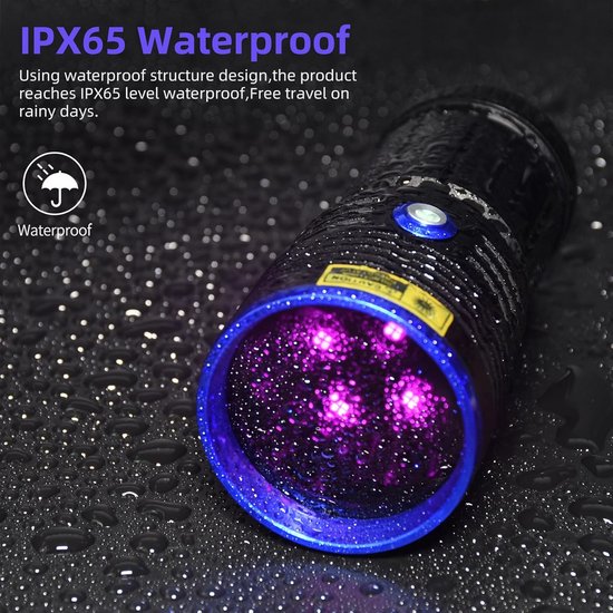 UV Torch 365 nm - Oplaadbare LED Zwartlicht Zaklamp voor Urine Detectie ...