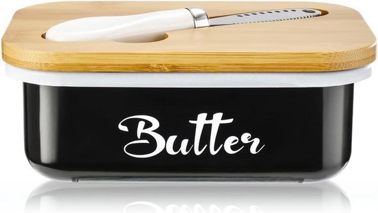 Luxe RVS Botervloot met Houten Deksel en Mes - 250g Boter Blijft Vers | bol