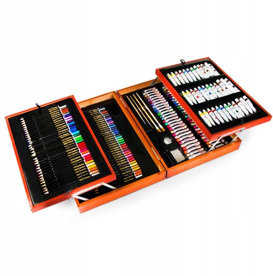 Creatieve Kunst Set 168 Delen: Krijtjes, Verf & Pastels in Koffer | bol