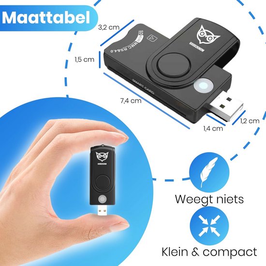 Kaartlezer voor Identiteitskaarten - USB A & C - Compatibel met Mac en ...