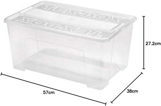 Tex-box met deksel en kliksluiting - 48 liter - transparant | bol