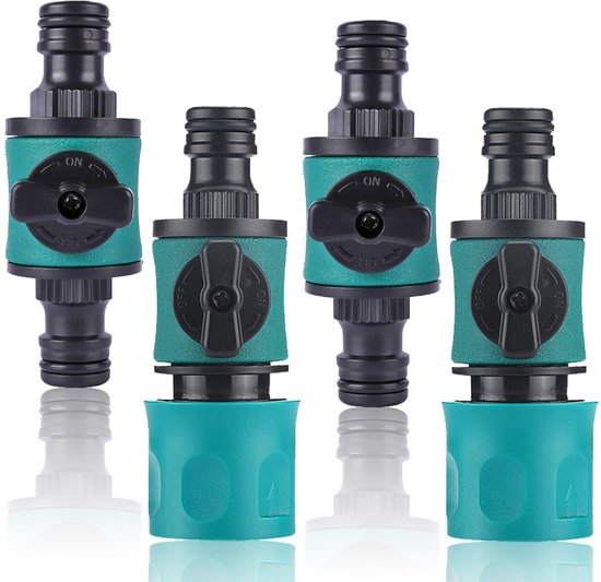 4 Pieces Garden Hose Fitting, Hose Coupling with Control Valve, 16 mm ...