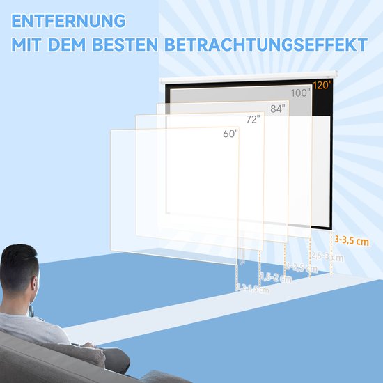 Homcom Projectiescherm Kunststof Metaal 283l X 8b X 192h Cm Wit Bol