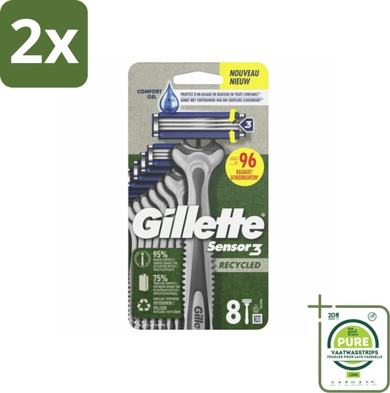 Gillette Sensor3 - Wegwerp Scheermesjes - Recycled - 8 scheermesjes ...