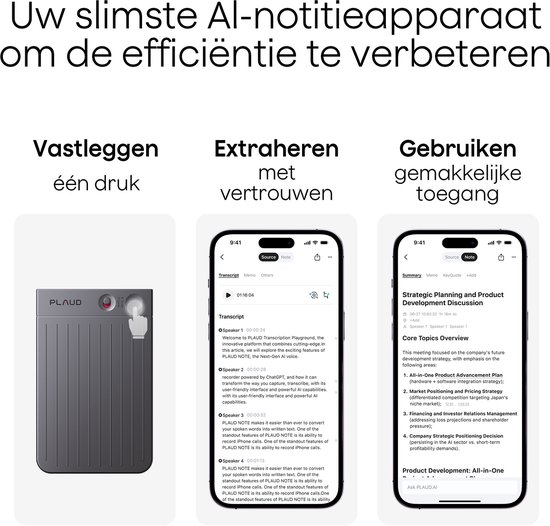 Plaud Note - LLM Empowered - AI Voice Recorder - 64 gb intern geheugen ...
