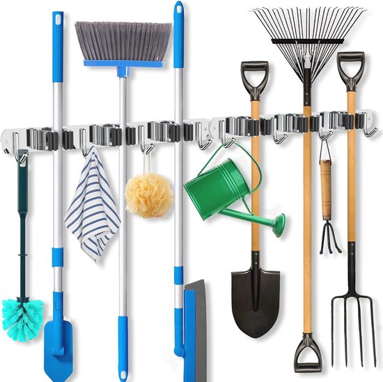 Mop en Bezem Houder Muur Mount Haak RVS Heavy Duty Opslag Organizer met ...