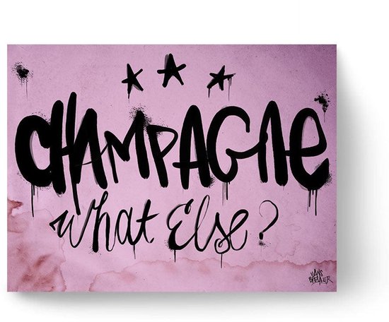 Champagne, what else - Meerdere kleuren - Canvas 80 x 60 cm Zw | bol