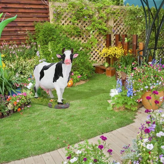 Allecta - Decoratief Koe Standbeeld van Hars voor Buiten Tuin Decoratie ...