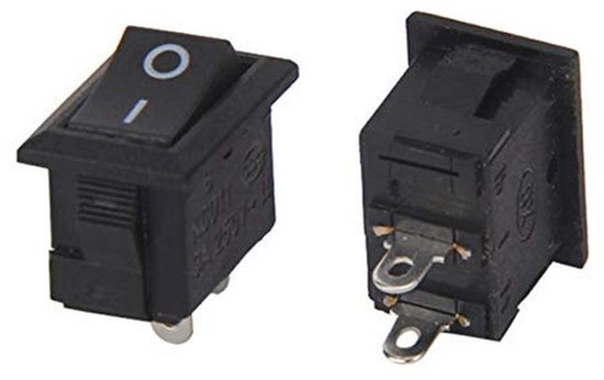 Mini schakelaar rechthoekig zwart 2 pin 250V 3A | bol