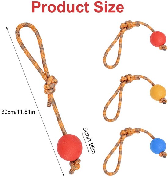 Unyqoos® Set van drie hondenballen met touw voor interactief ...