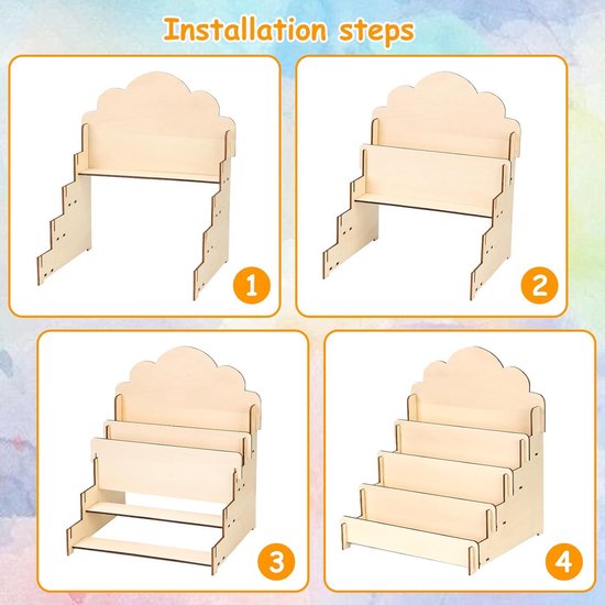 Houten Kaarten Display Standaard met 4 Verdiepingen - Rechthoekige ...