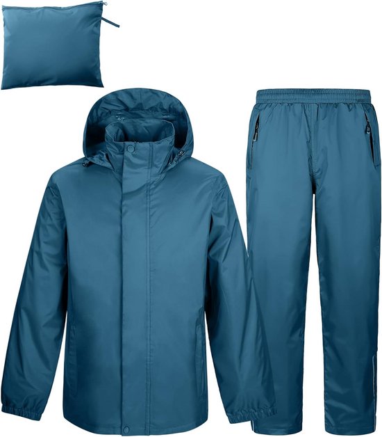 Waterdicht Regenpak Volwassenen Reflecterend - Opvouwbaar Fiets- en ...