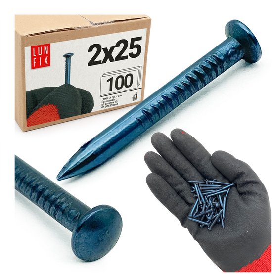 LUN FIX - Stahlnägel 2x25 mm - 100 Stk. - acier bleui - tête plate ...
