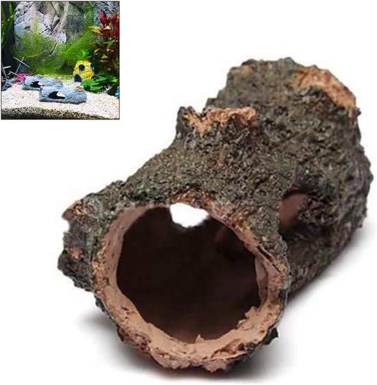 Aquariumdecoratie: Liggende boomstam met hars grot voor garnalen ...