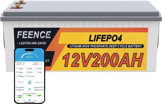 Krachtige 12V 200Ah LiFePO4 Lithium Accu met 200A BMS - Lange ...