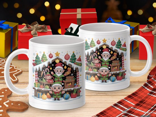 Mok Kerst Elf Werkplaats, Feestdagen Beker, Kerstman Koffiemok, Cadeau ...