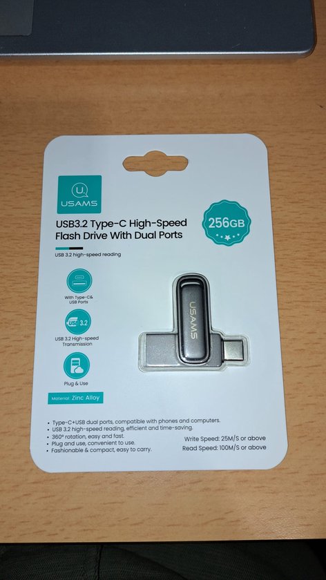 USB3.2 Type-C High-Speed Flash Drive With Dual ports 256GB | bol