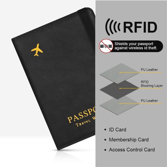 Paspoorthoes met RFID bescherming en AirTag vak - Reispas en ...