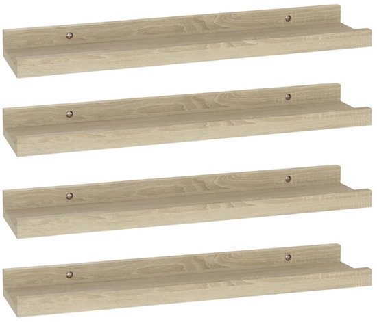 4 st Wandschap | Wandplank | Zwevend schappen 40x9x3 cm sonoma ...