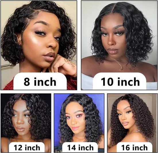 Korte Krullende Lace Front Bob Pruik Menselijk Haar Natuurlijke Kleur | bol