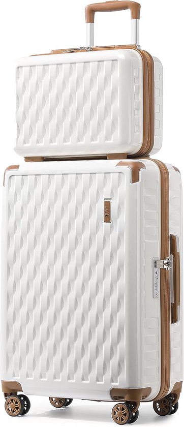 Cabin Luggage Set - 2 Piece Hard Shell Suitcase with Cosmetic Bag ...