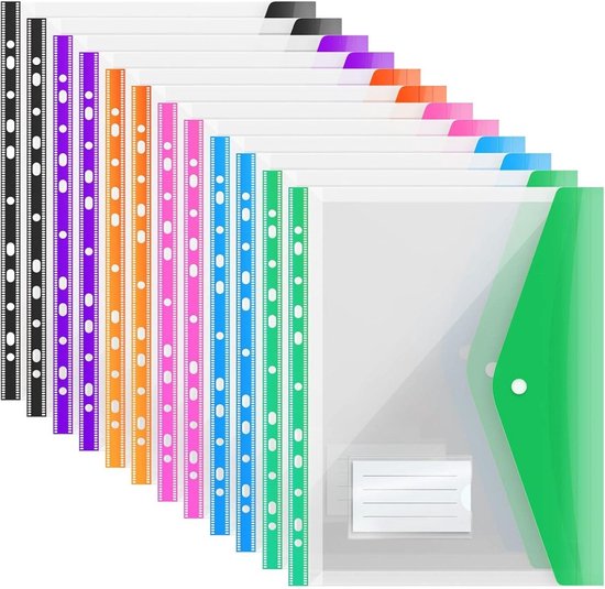 YOZHIQU 12 stuks A4-dossiermappen - Uitbreidbaar - Met perforaties ...