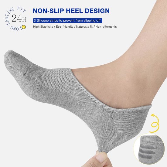 CLOSEMATE Invisible Socks Men 39-42 43-46 With Non-slip Silicone Heel ...