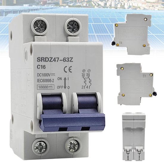Mini DC Stroomonderbreker 16A 1000V - Scheidingsschakelaar voor PV ...