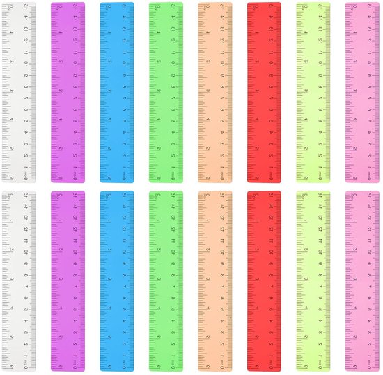Allecta - 16 Packs Plastic Linialen in 8 Kleuren - Flexibele en Rechte ...