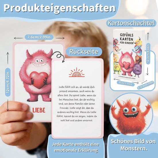 32 Cartes Émotions pour Enfants - Cartes de Sentiments et Croissance | bol