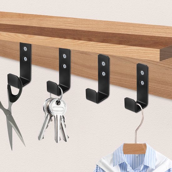 Zware Belastbare Wandhaken - J-vormige Zwarte Kledinghaken voor ...