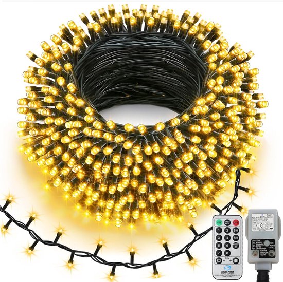 Extra Lange 20 Meter LED Lichtsnoer Buiten met 400 Lichtjes, Timer en ...